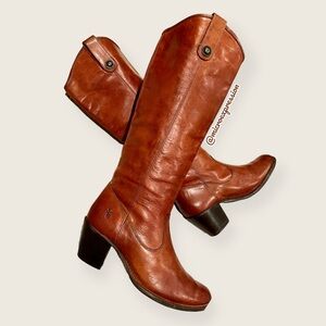 Frye | Shoes | Frye Jackie Button Tall Brown Leather Heeled Boot | Poshmark